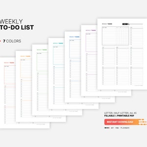 Weekly to Do List Planner, Printable Task List Chart, Productivity ...