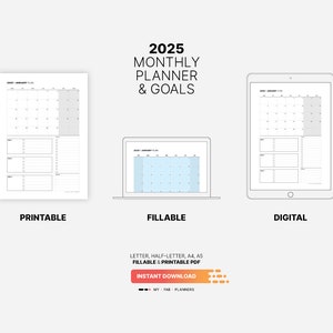 2025 Monthly Planner & Goals Template, Fillable Goal Setting, Mapping ...