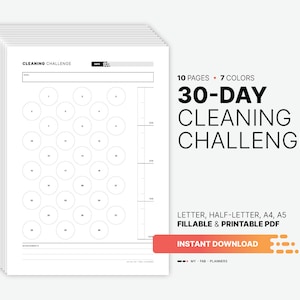 30-day Cleaning Challenge, Printable Declutter to Do List, Fillable ...