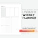 Undated Weekly Planner, Simple Productivity Plan at a Glance, Printable ...