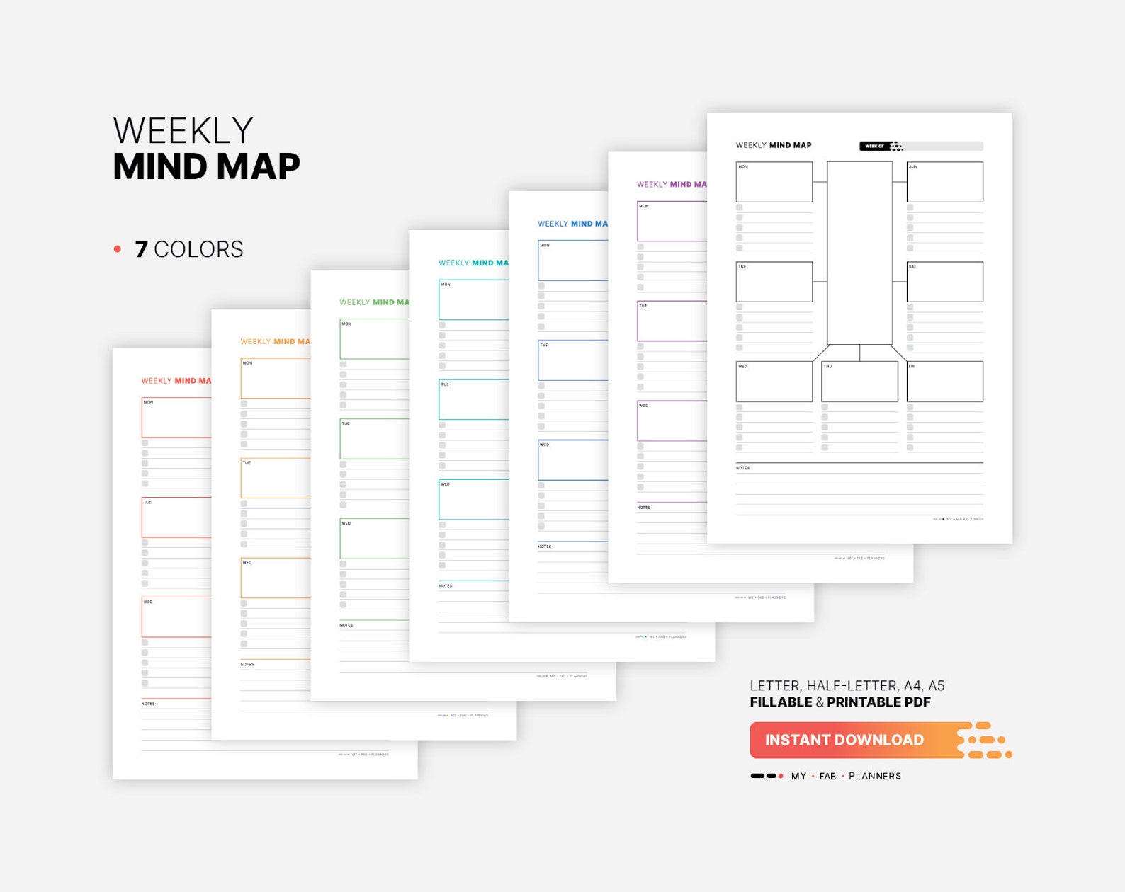 Weekly Mind Map Planner Fillable Vision Board Task Action - Etsy Canada
