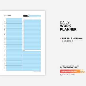 Daily Work From Home Action Plan & Log Book, Fillable Hourly Planner ...