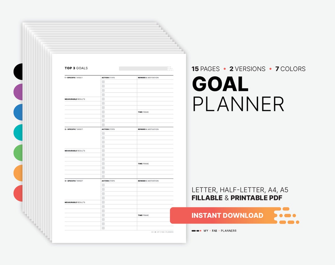 Goal Planner, Long Term Life Vision Board, Yearly, Quarterly, Monthly ...