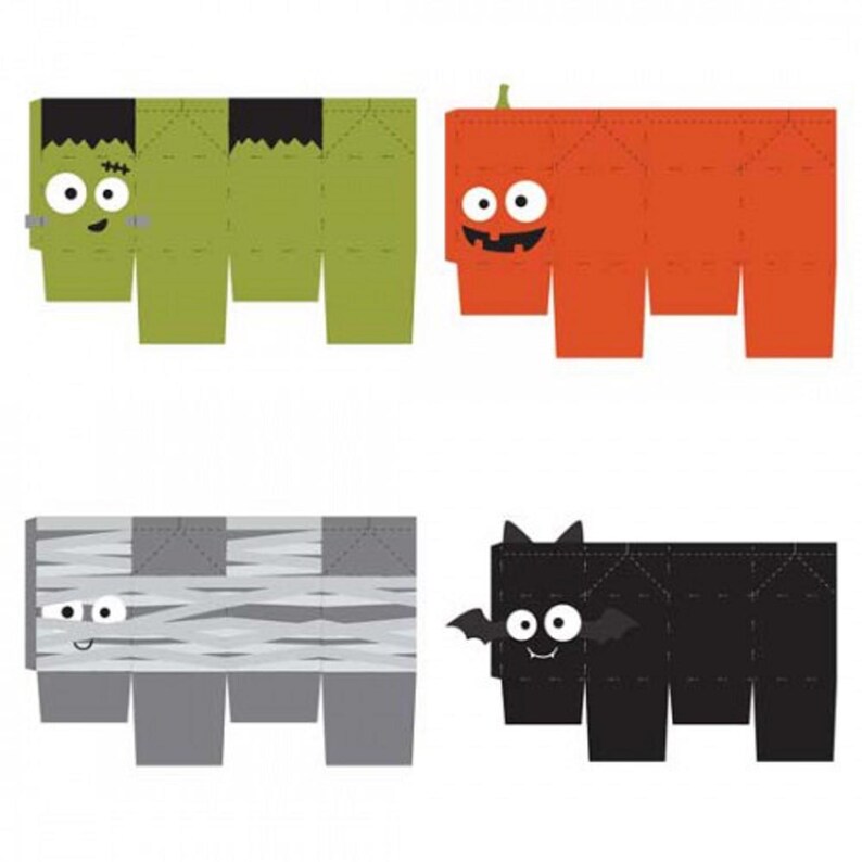 Halloween Monster Treat Boxes Cut Files - Digital Template - SVG PDF AI ...