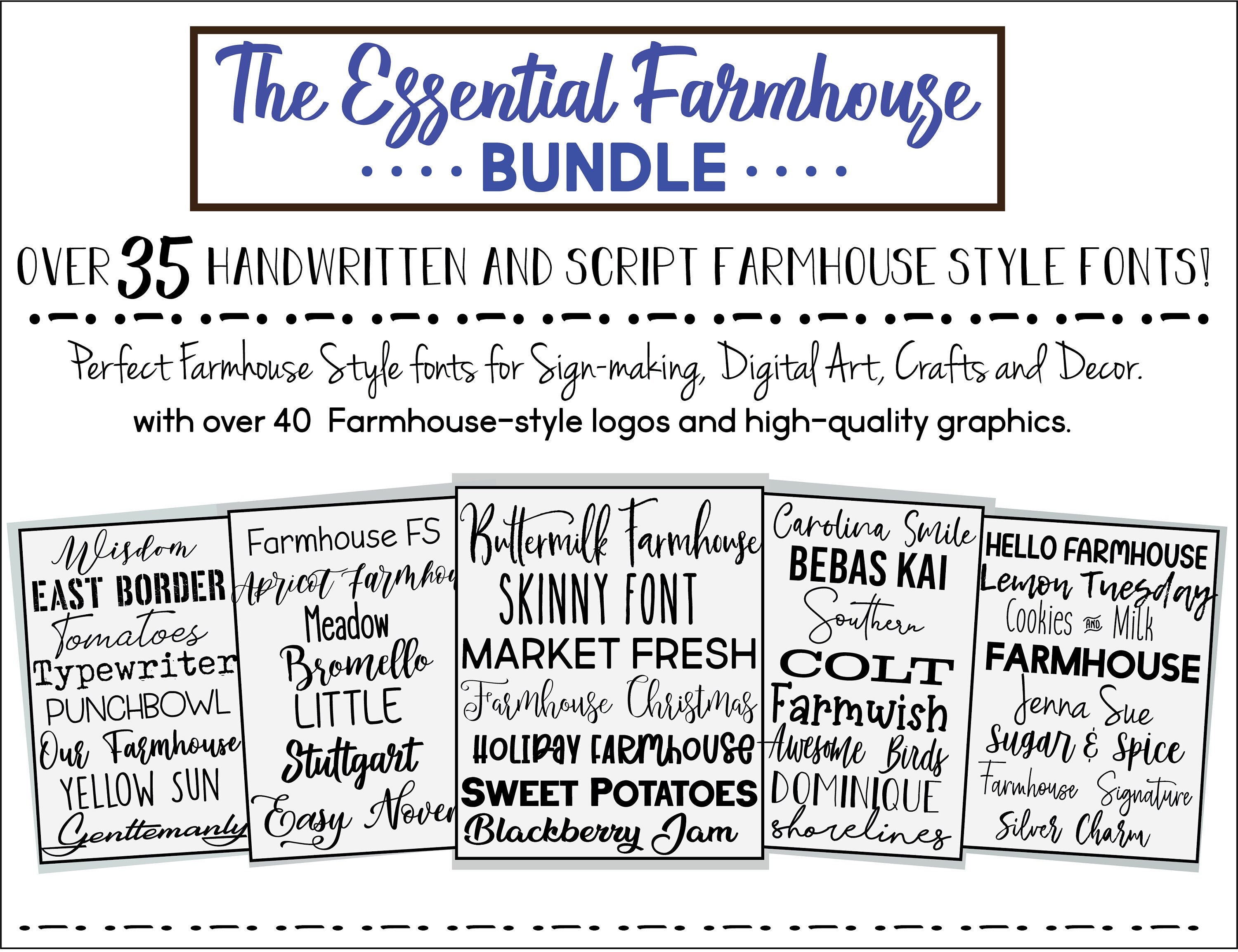 Farmhouse Font Bundle - Farmhouse Fonts, Logos and Graphics - Rustic ...