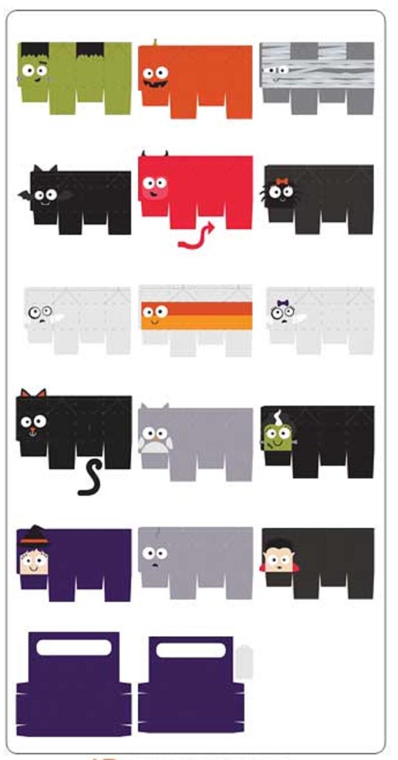 Halloween Monster Treat Boxes Cut Files - Digital Template - SVG PDF AI ...