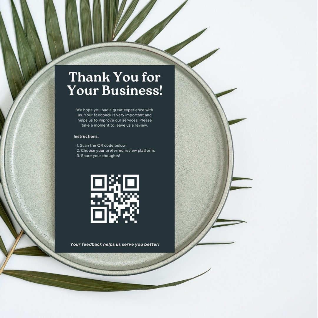 Leave Us A Review Business Card Template - QR Code Business Card - 2 ...