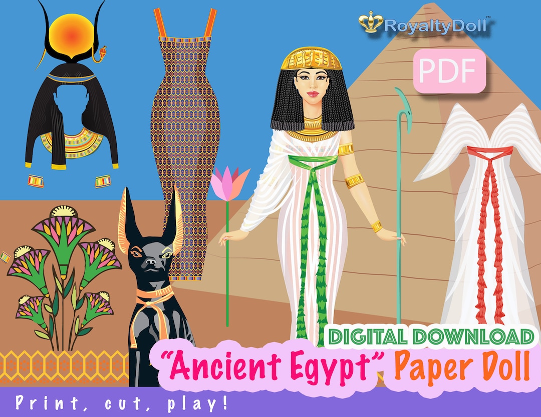 Paper Doll, Ancient Egypt Paper Doll With Anubis and Two Clothing Sets ...