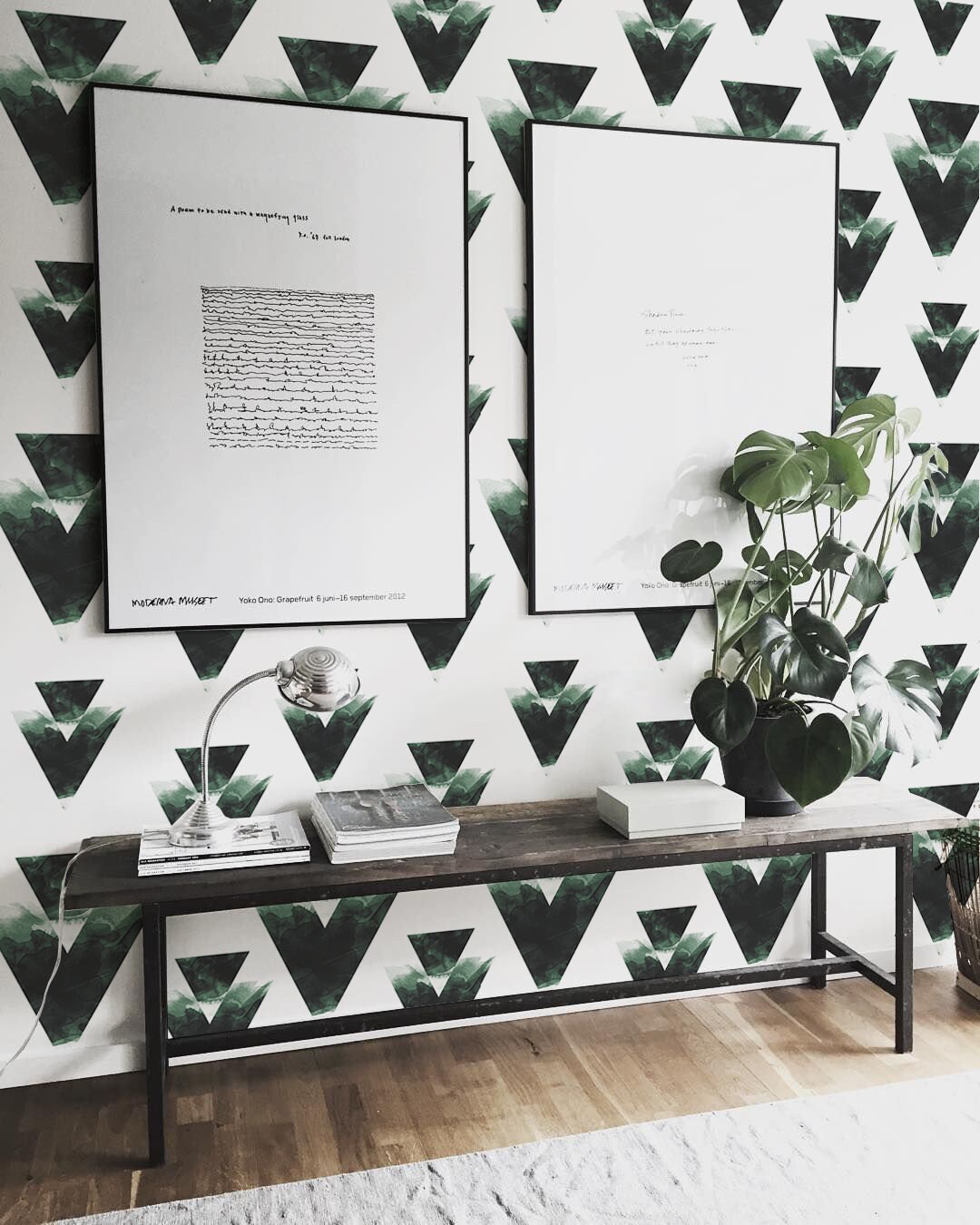 Wallpaper Roll, Removable Wallpaper, Double Triangles Wallpaper, Green ...