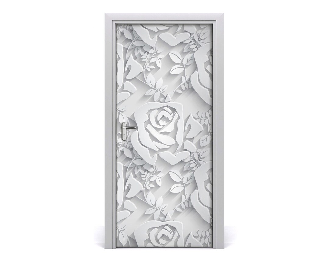 3D Home Art Door Bubble Free Sticker Living Room Flowers Plant Roses DS ...