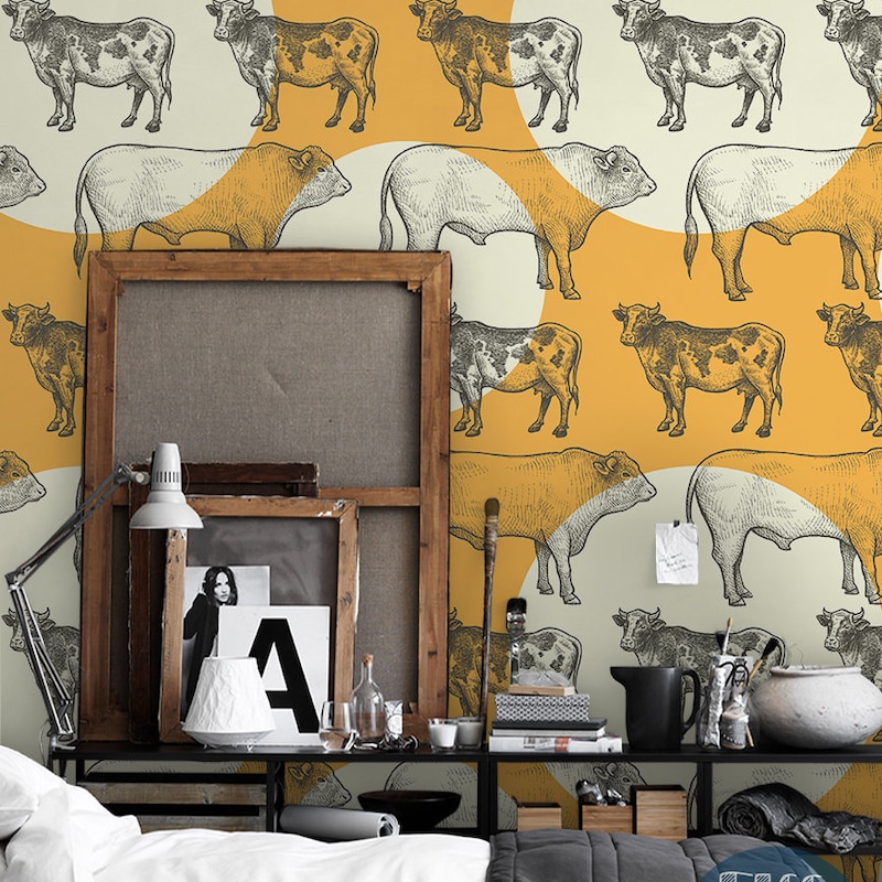Cow Printed Wallpaper - Etsy