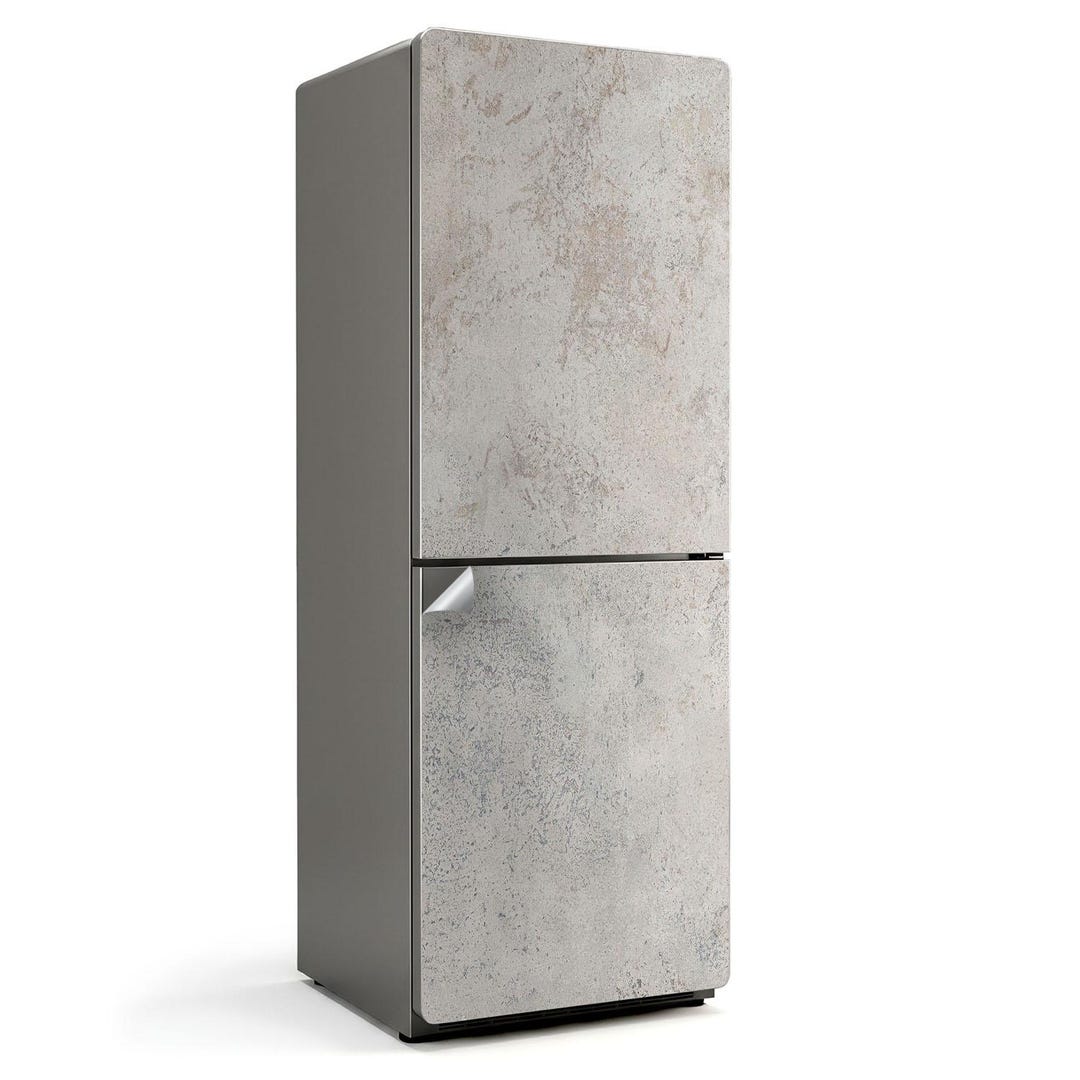 Raw Concrete Texture Refrigerator Decal, Gray Fridge Wrap Sticker ...