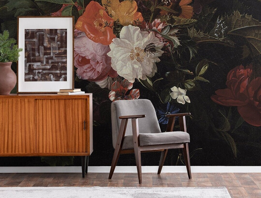 Dutch Baroque 258 - REMOVABLE WALLPAPER - Onyx and Olive, Flowers ...