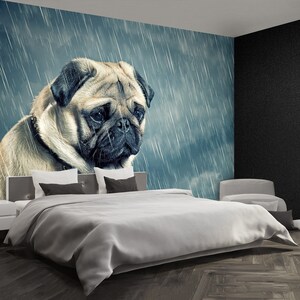 Sad Pug Dog Removable or Traditional Photo Wallpaper | Mural Sad Dog ...