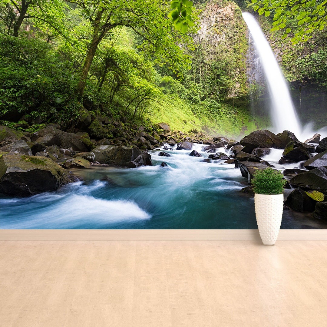 Waterfall Costa Rica Repositionable Mural | Wallpaper La Fortuna ...