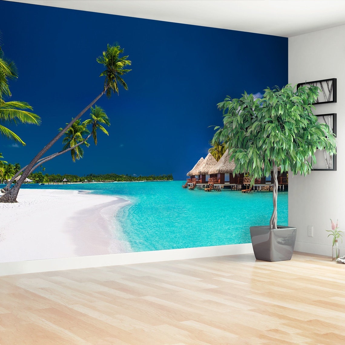 Beach Palm Trees Peel and Stick or Classic Glue Mural | Wallcovering ...