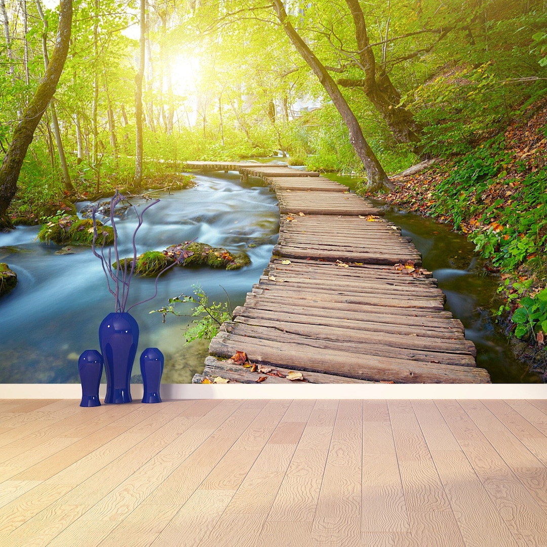 Boardwalk Park Temporary or Traditional Mural | Wallpaper Boardwalk in ...