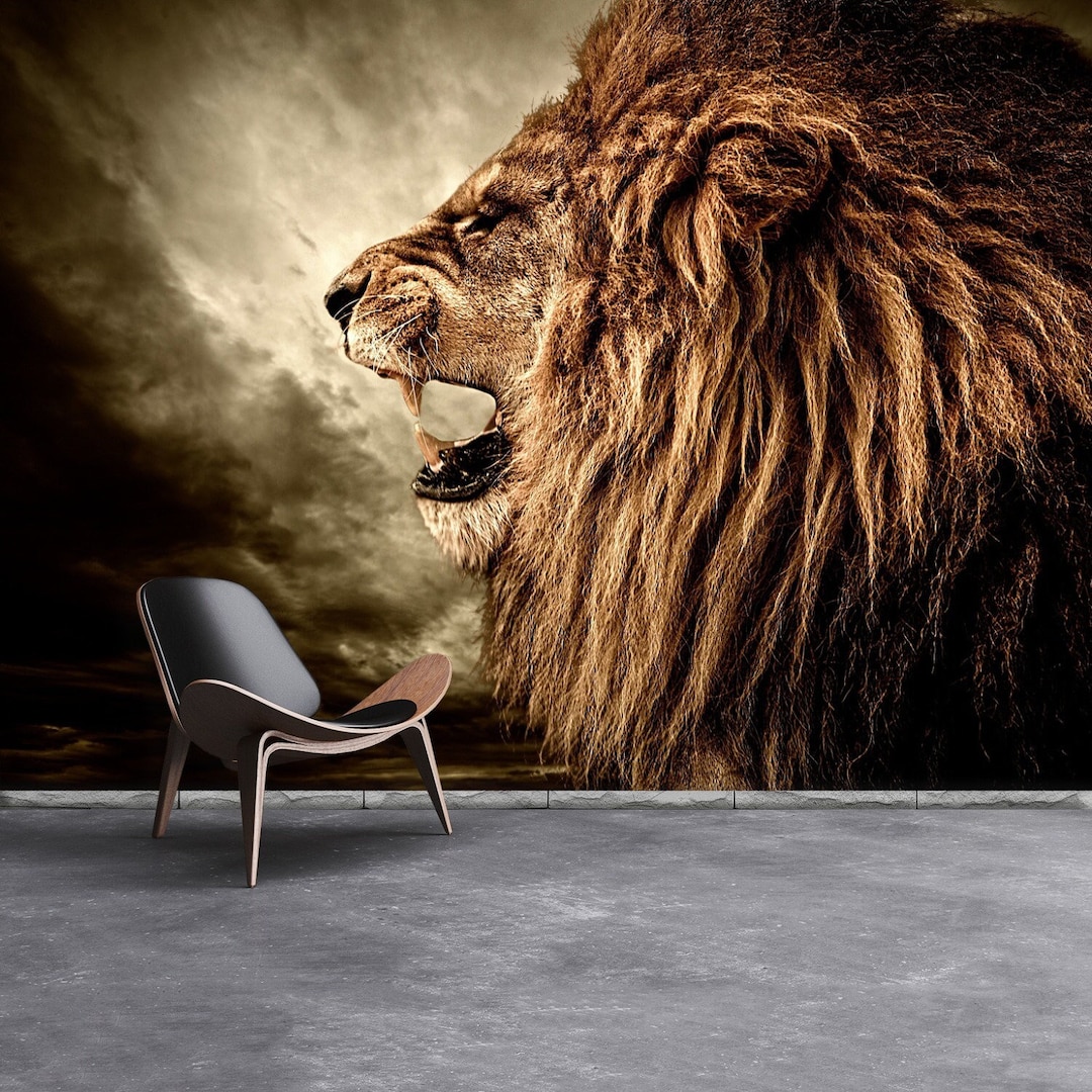 Roaring Lion Traditional or Removal Mural | Wallpaper Roaring Lion ...