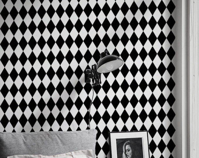 Harlequin Pattern Removable Wallpaper / Geometric Peel and Stick ...