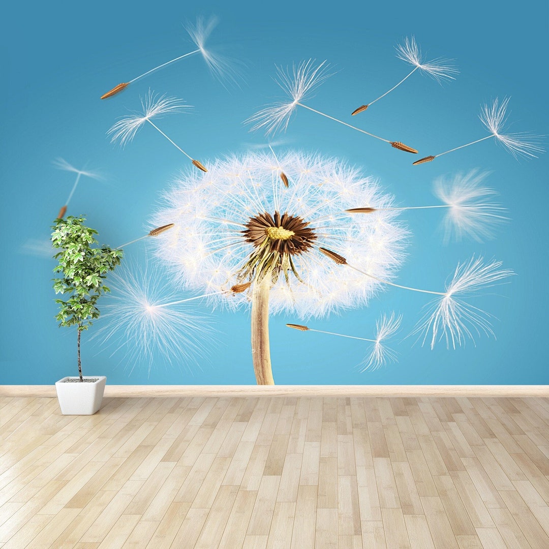 Overblown Dandelion Peel&stick or Non-woven Wallpaper | Mural Overblown ...