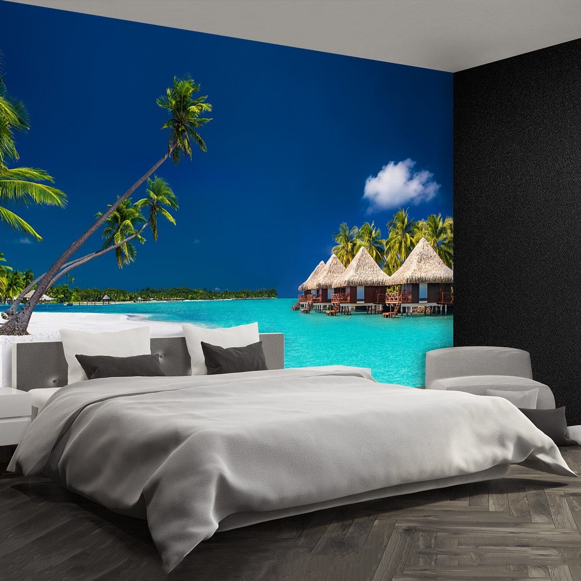 Beach Palm Trees Peel and Stick or Classic Glue Mural | Wallcovering ...