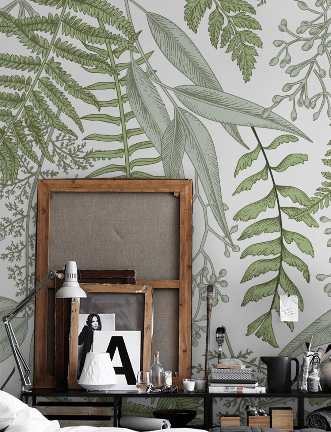 Farne 232 ABNEHMBARE WALLPAPER Farn Grün und Mint Wedel - Etsy.de