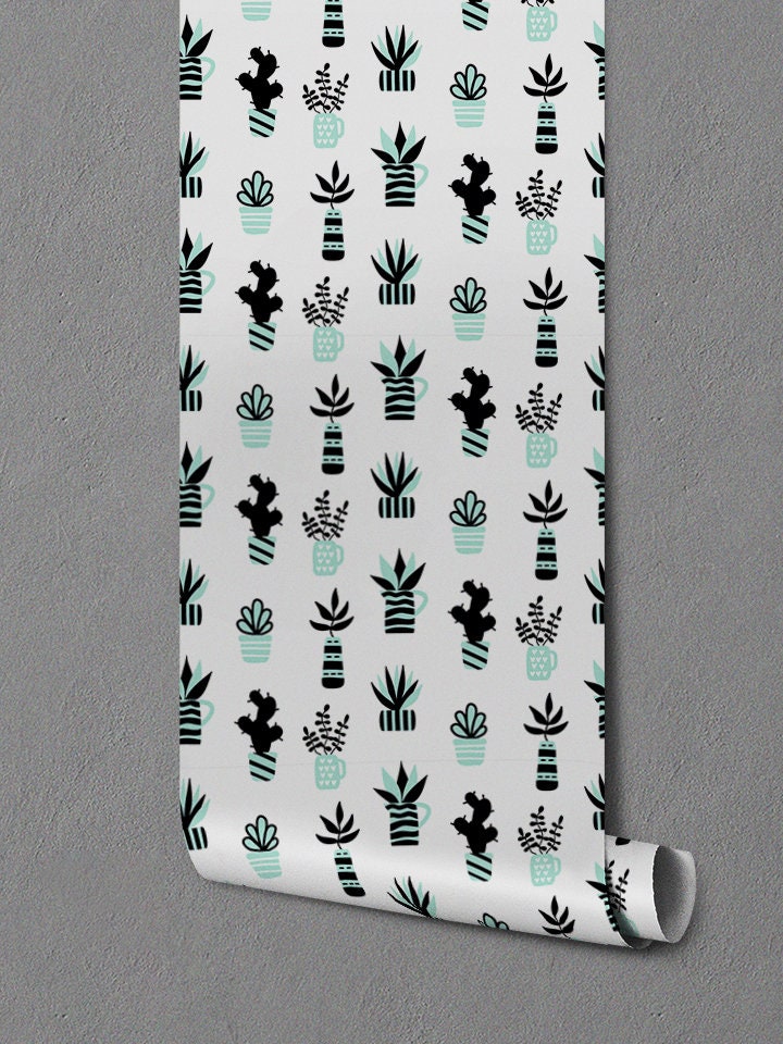 Wallpaper Roll Removable Wallpaper Succulents and - Etsy