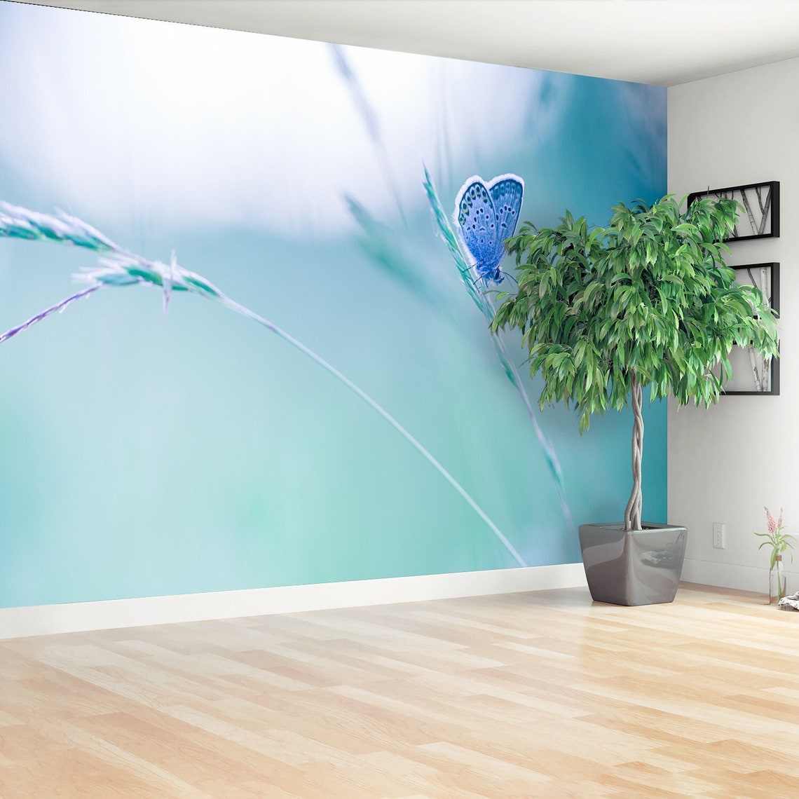 Butterfly Grass Peel and Stick or Classic Glue Mural | Wallcovering ...