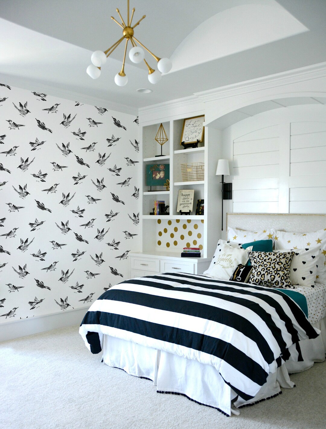 Wallpaper Roll, Removable Wallpaper, Black Birds, Watercolor ...