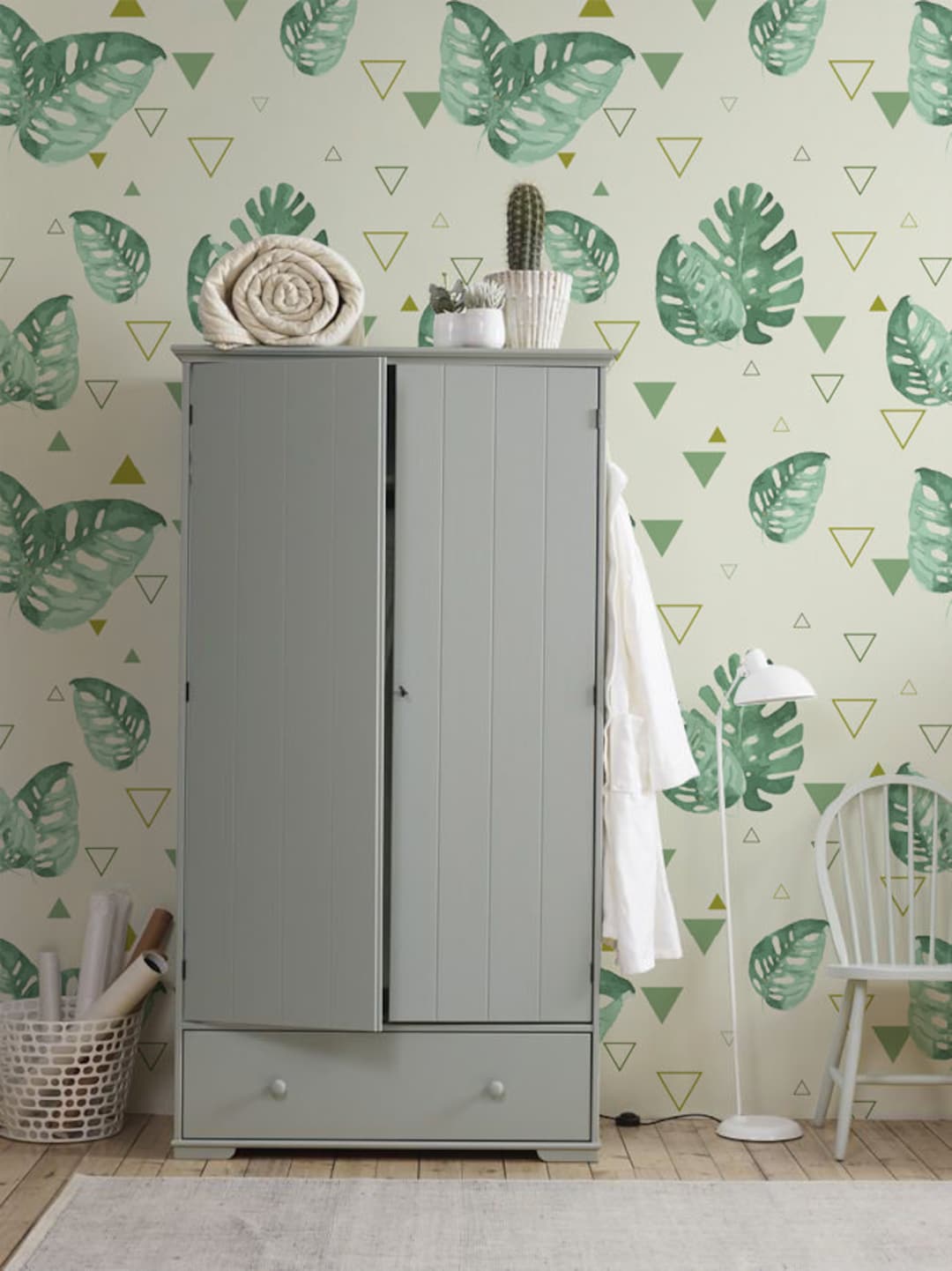 Wallpaper Roll, Removable Wallpaper, Monstera Leaf Triangels Wallpaper ...