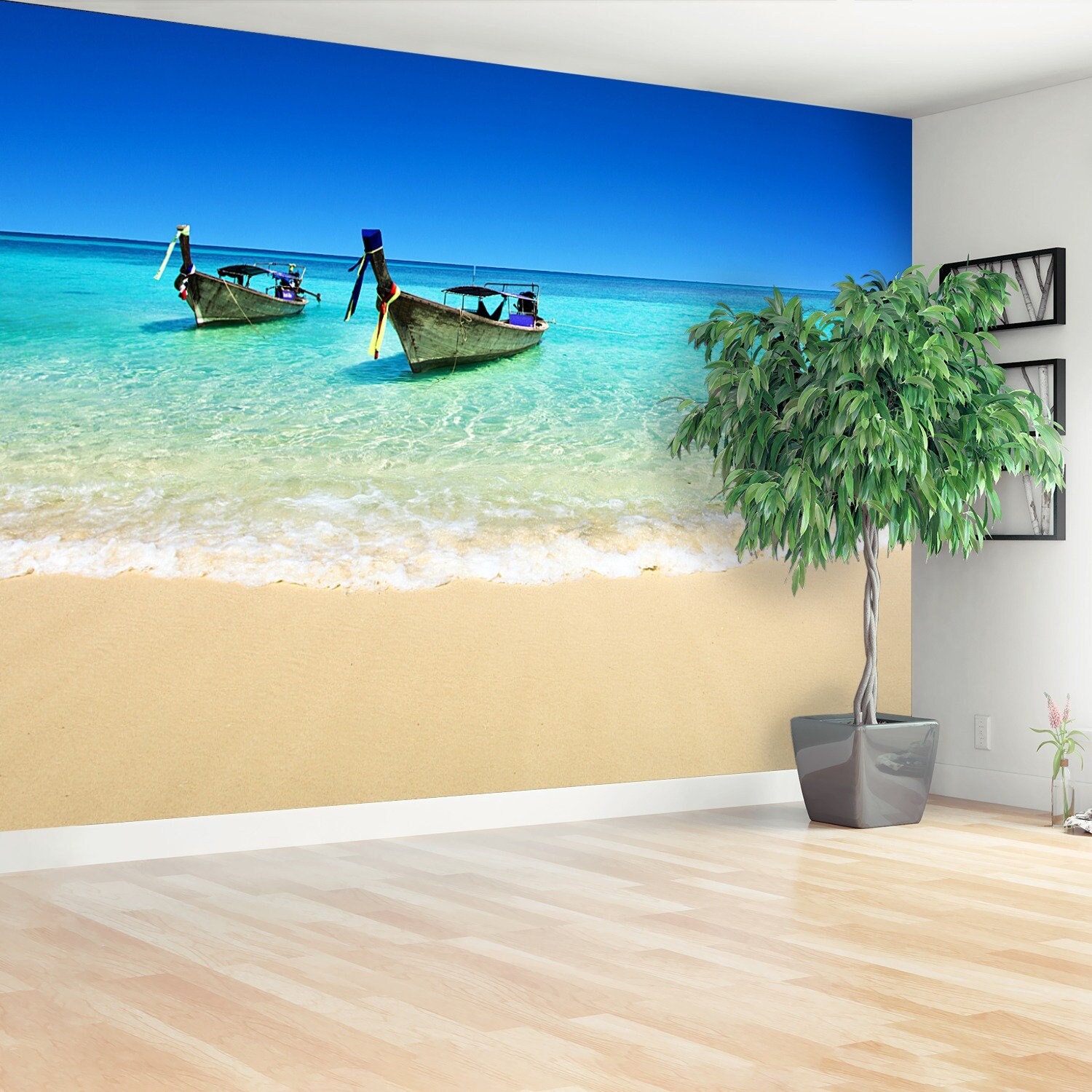 Beach Tropical Sea Repositionable Photo Wallpaper | Wallcovering Beach ...