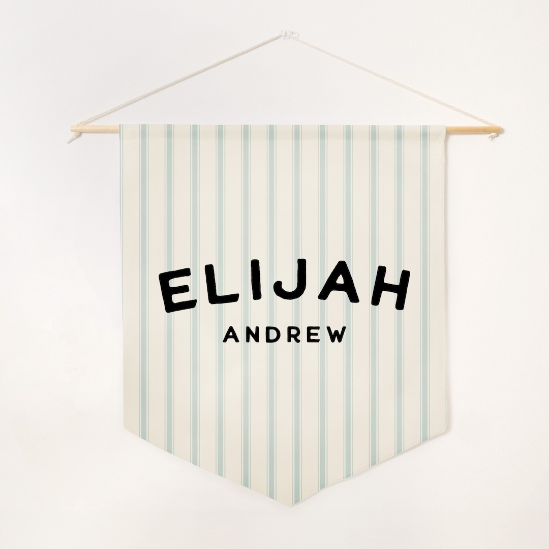 Ticking Stripes Name Banner Pennant Flag in Pastel Colors - Perfect for ...