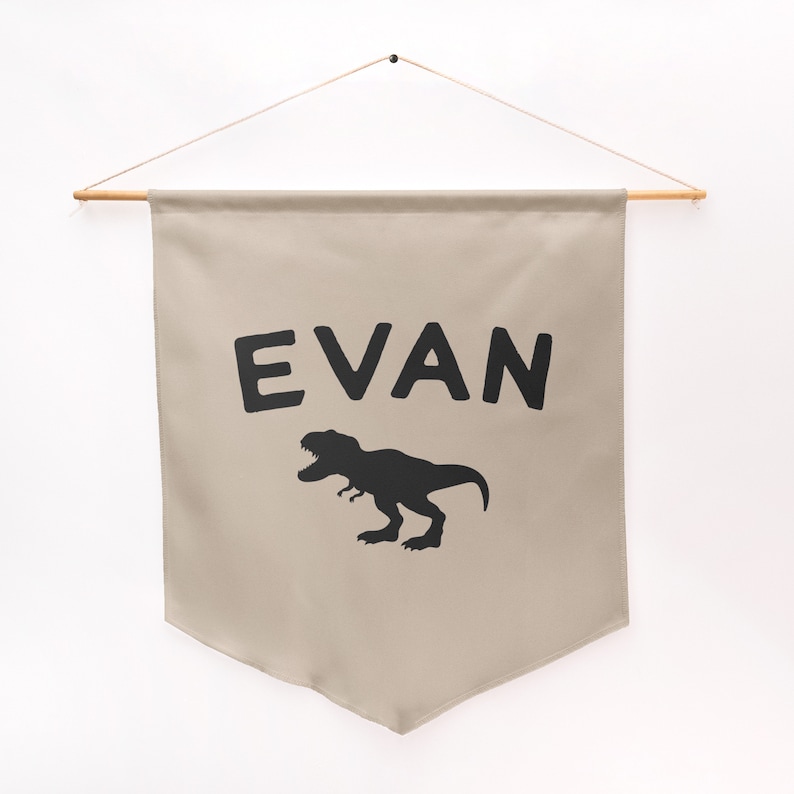 Custom T-rex Dinosaur Name Banner | Custom Name Canvas Flag | Custom ...