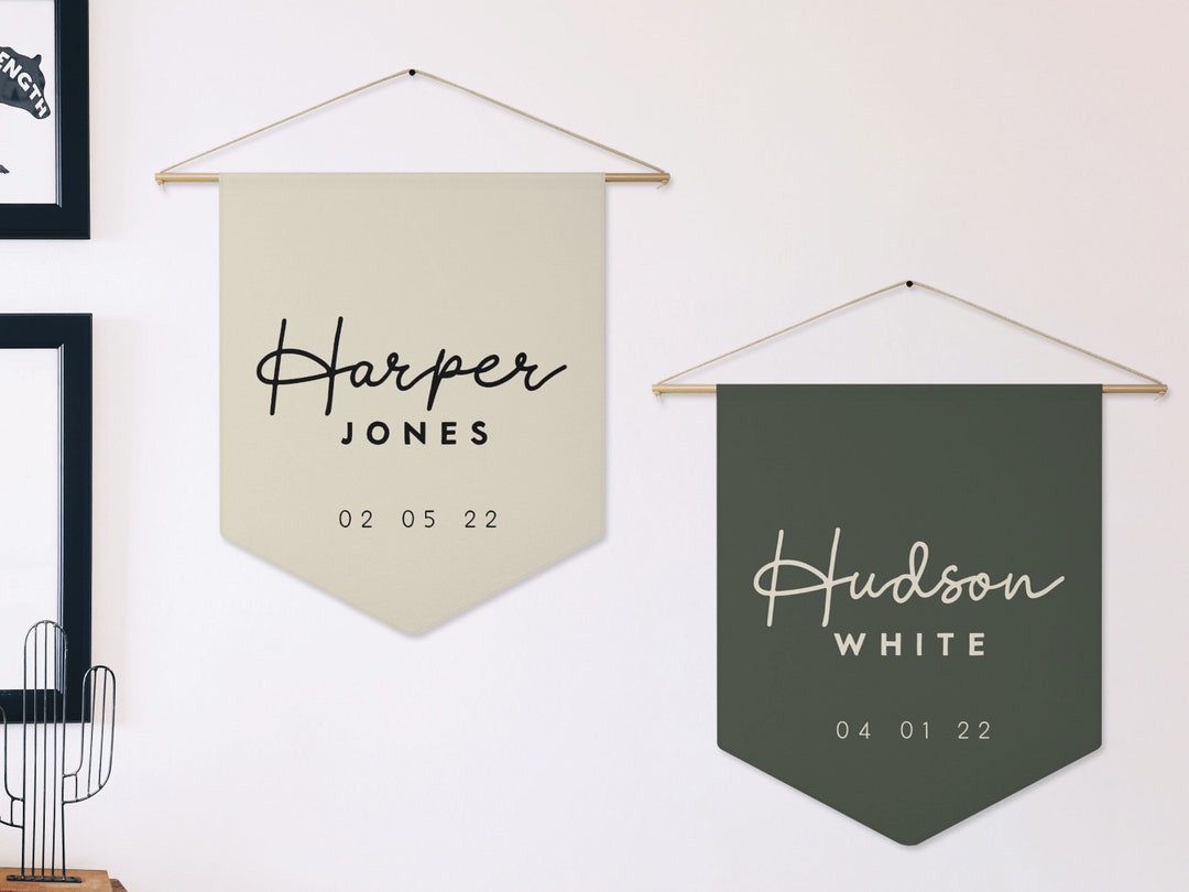 Custom Name & Date Banner Custom Pennant Personalized Name - Etsy