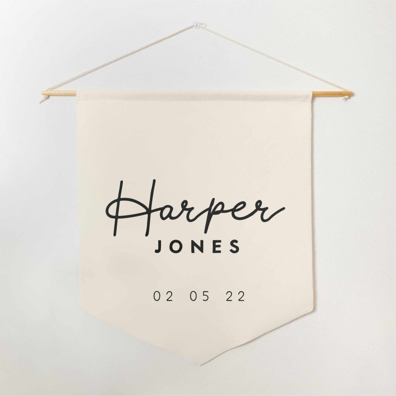 Custom Name & Date Banner | Custom Pennant | Personalized Name Wall ...