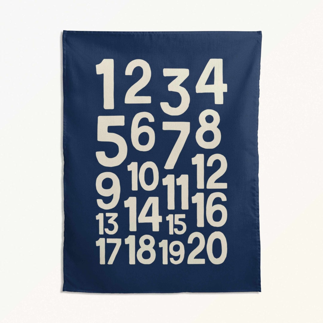 Nursery Numbers Wall Tapestry, Fabric Art for Bedroom or Playroom Decor ...