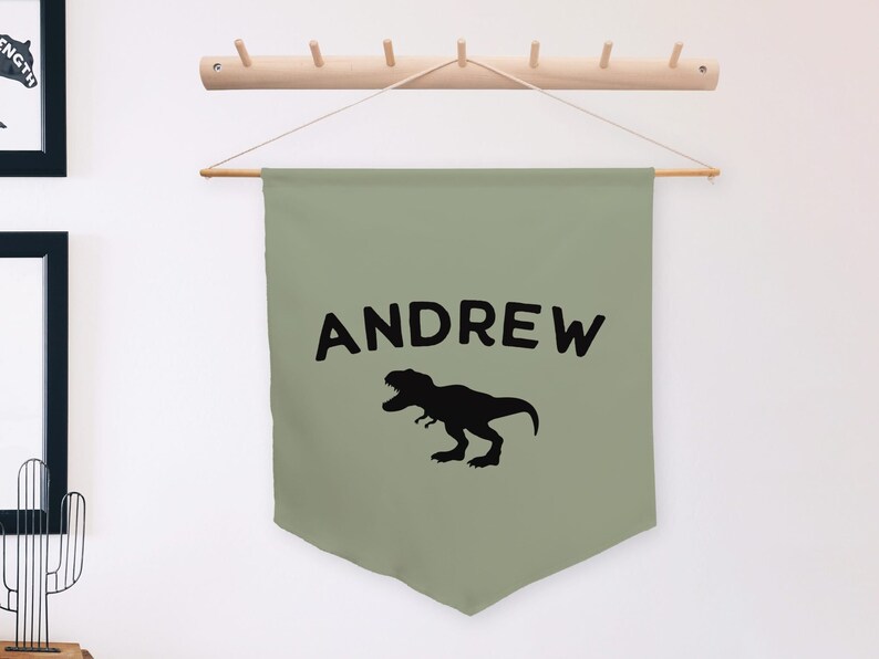 Custom T-rex Dinosaur Name Banner Custom Name Canvas Flag - Etsy