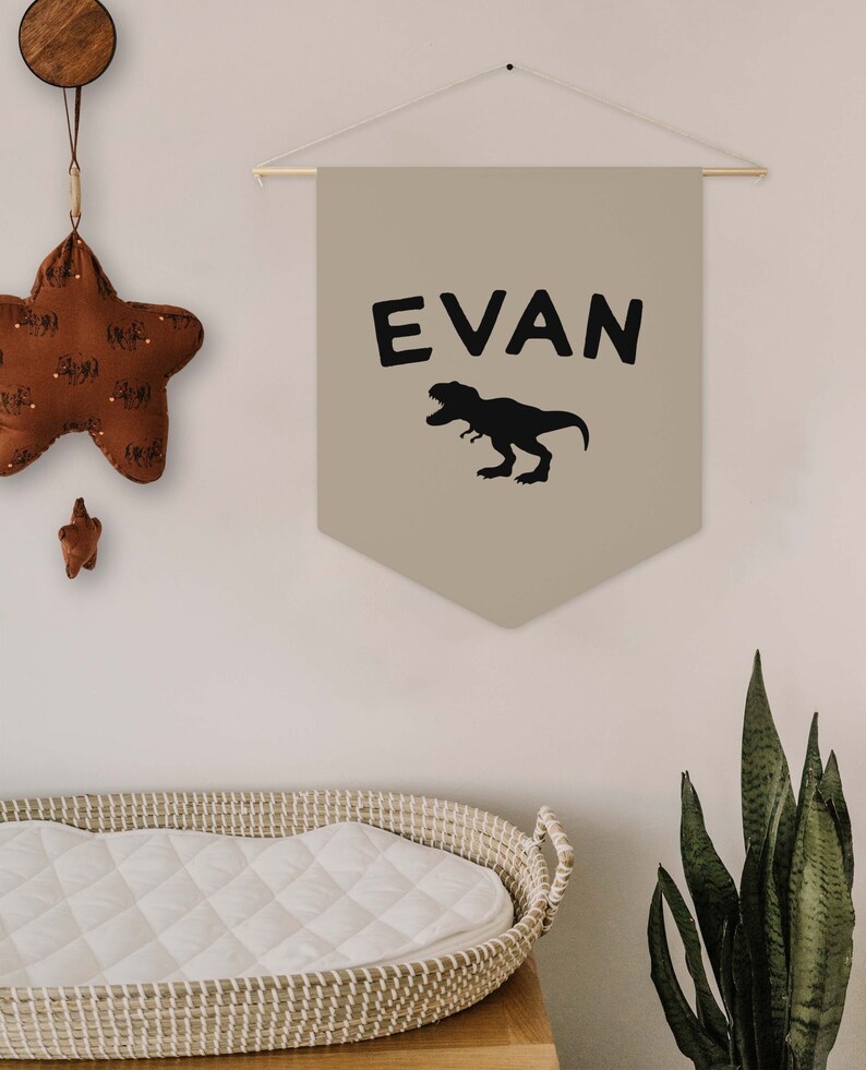 Custom T-rex Dinosaur Name Banner Custom Name Canvas Flag - Etsy