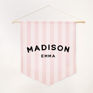 Name Banner Pennant Flag in Stripy Pastel Colors - Perfect for Trendy ...