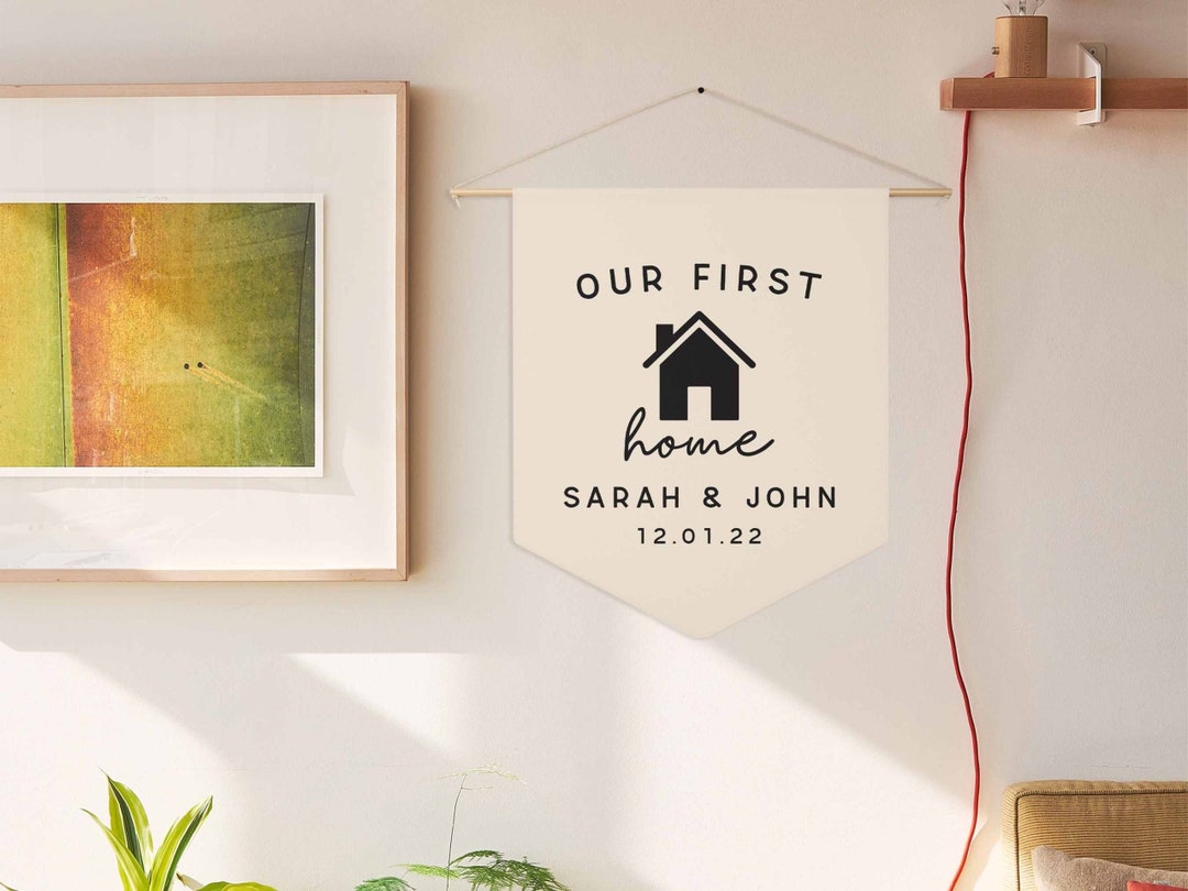 First Home Banner Custom Housewarming Gift Custom First Home Canvas ...