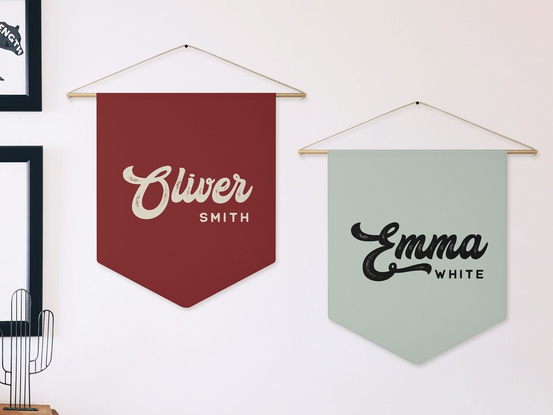 Custom Retro Name Banner Custom Pennant Personalized Name - Etsy