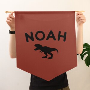Custom T-rex Dinosaur Name Banner | Custom Name Canvas Flag | Custom ...
