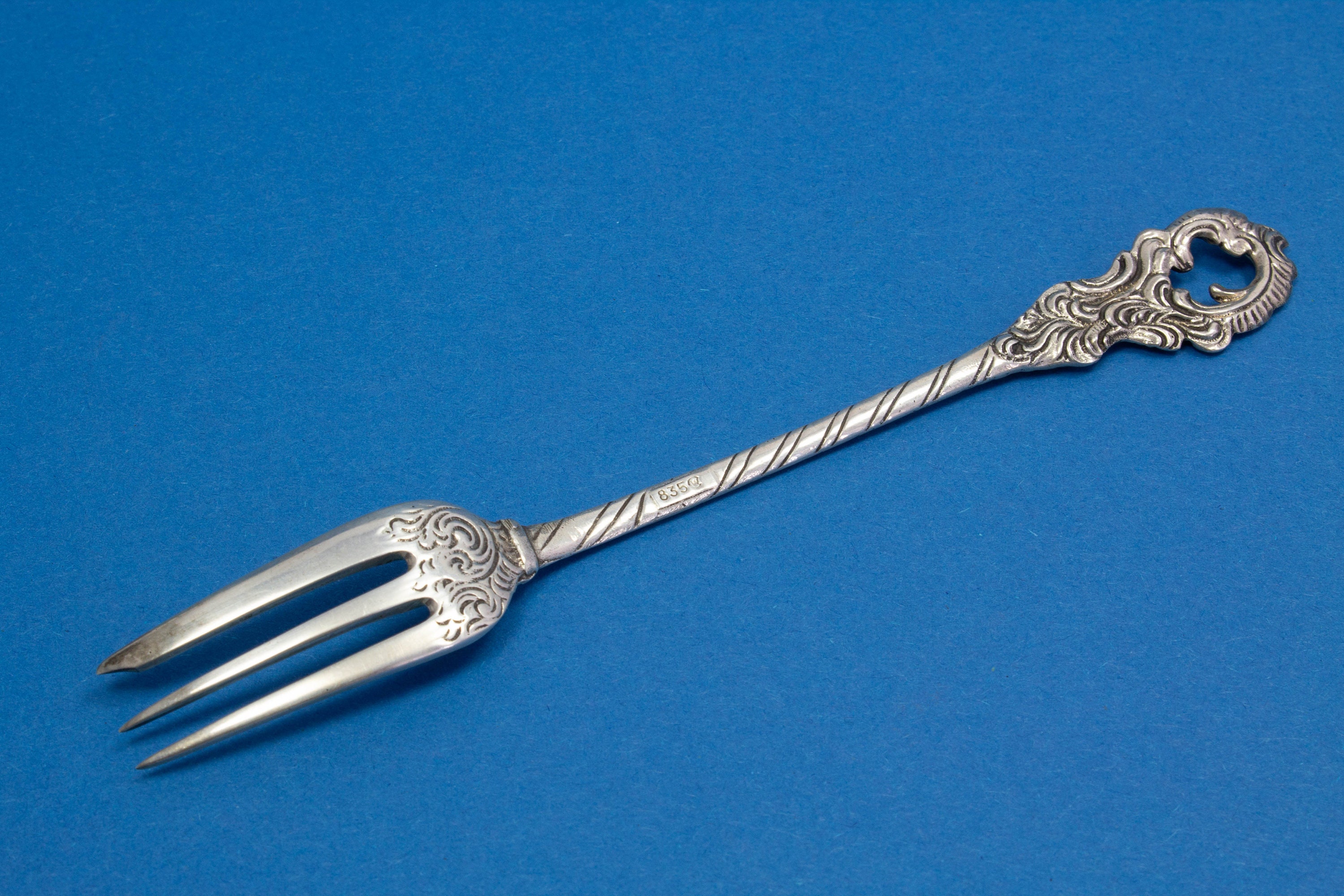 One Silver Cake Fork With Rococo Pattern Made of 835 Silver - Etsy