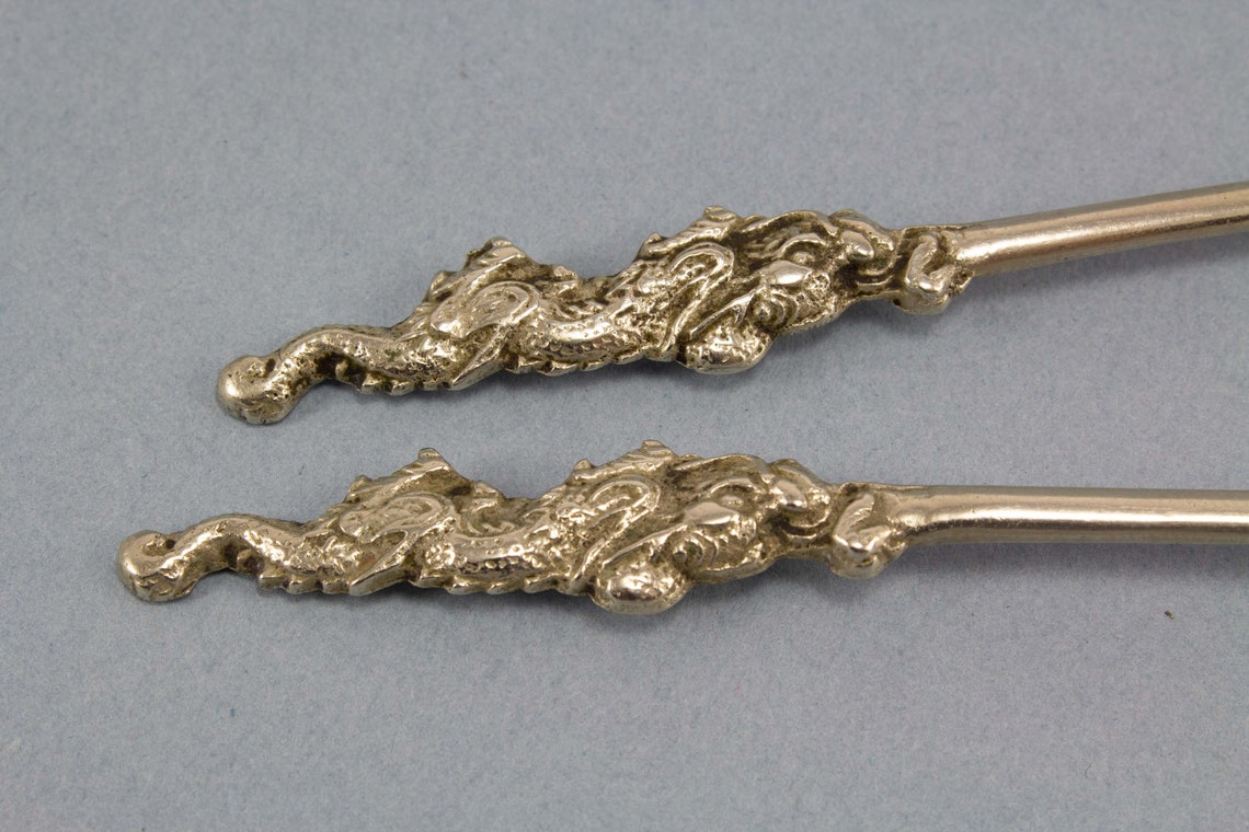 2 Silver Teaspoons With Dragon Pattern Nagasaki 84 Silver | Etsy