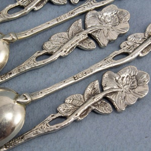 7 Mocha Spoons Made of 800er Silver, Espresso Spoon With Roses, Widmann ...
