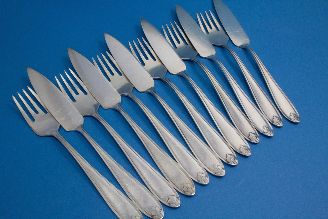 Art Nouveau Fish Cutlery Set for 6, WMF 1600 Acanthus, Fish Knives ...