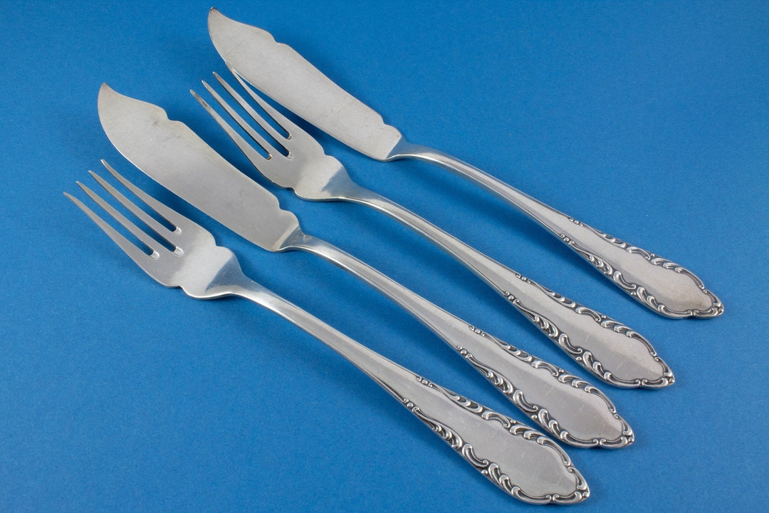 Fish Cutlery for 2 People, Candle Light Dinner, 2 Fish Forks, 2 Fish ...