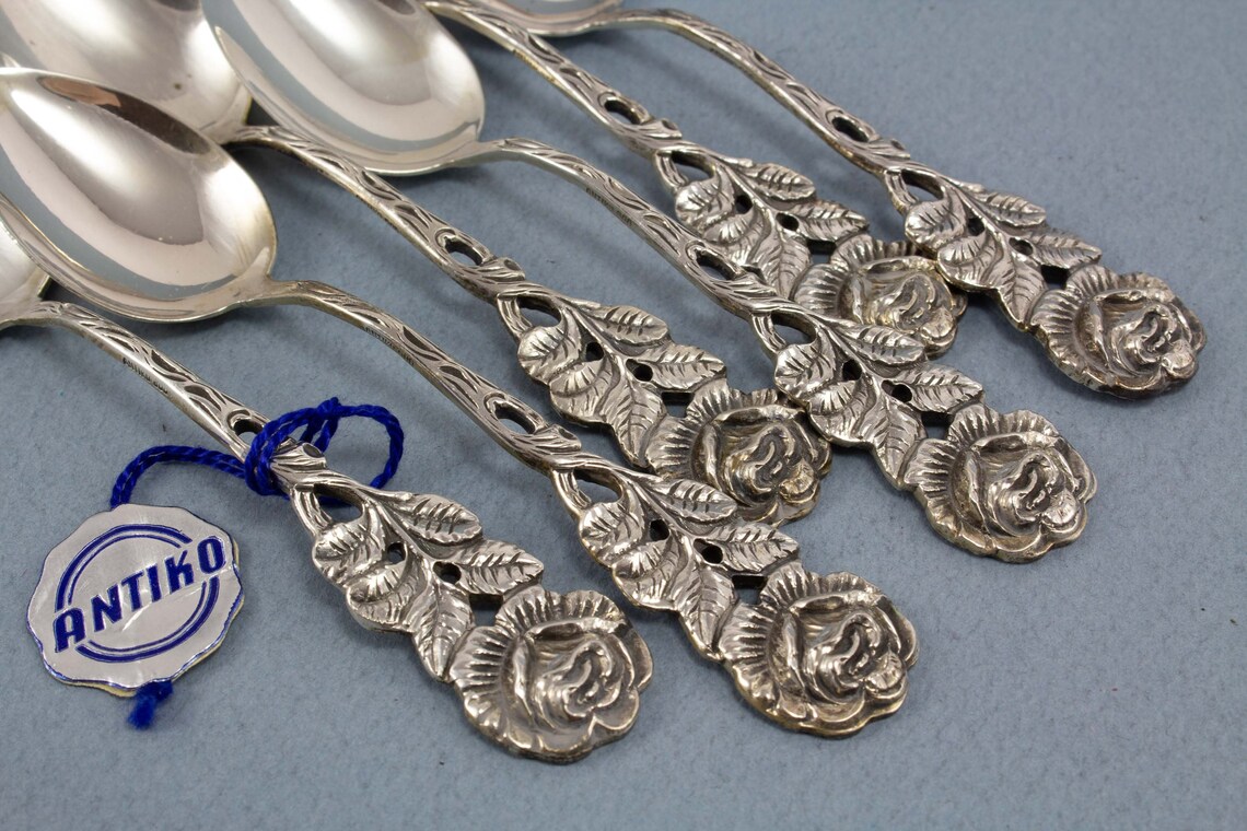 6 Silver Mocha Spoons by Antiko 800 Silver - Etsy UK