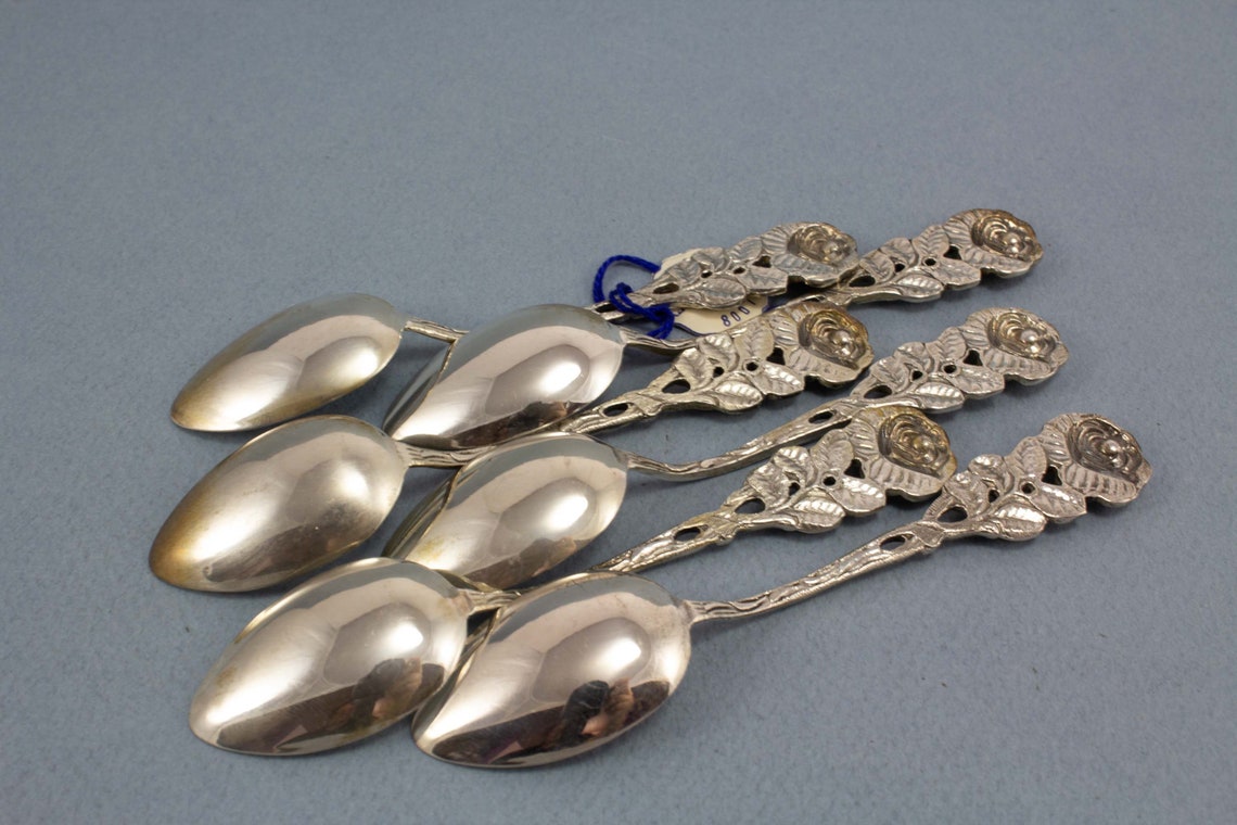 6 Silver Mocha Spoons by Antiko 800 Silver - Etsy UK