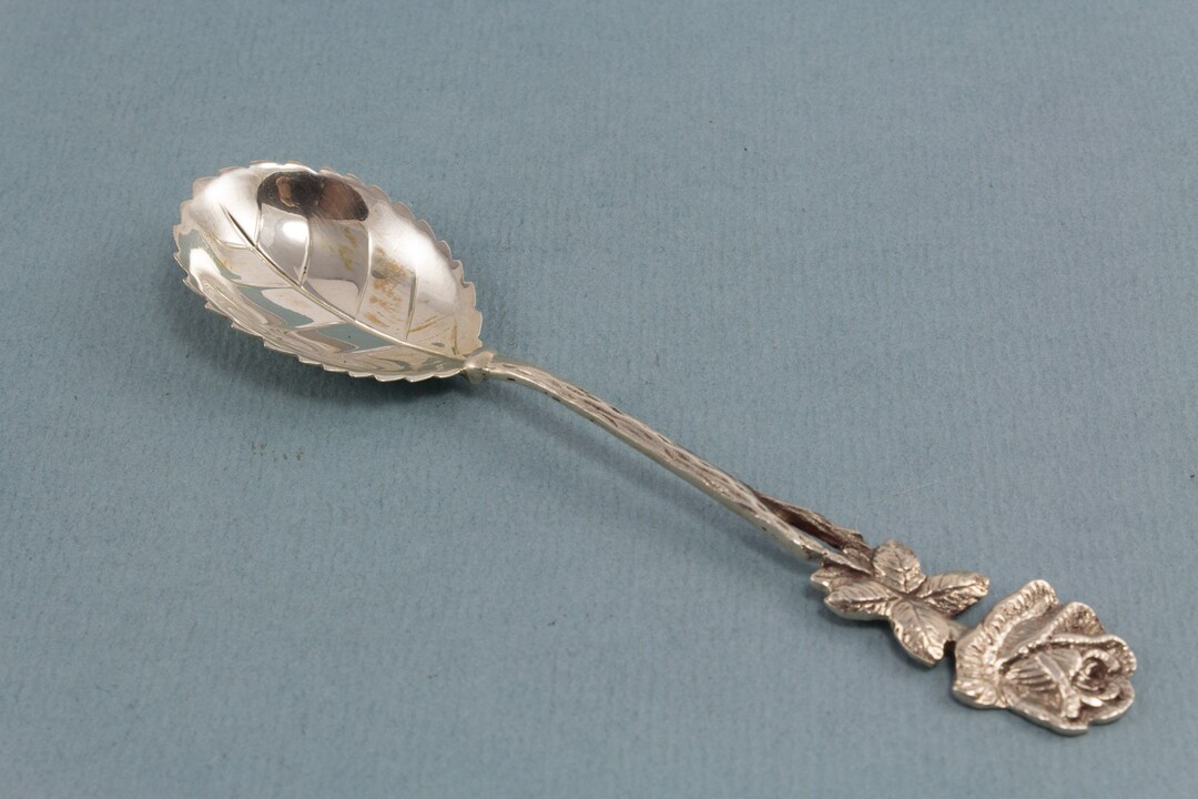 Silver Sugar Spoon With a Rose Pattern - Etsy